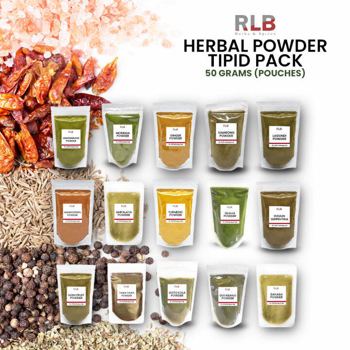 Herbal Powder Tipid Pack (50 grams) - Lemongrass, Moringa, Ginger ...