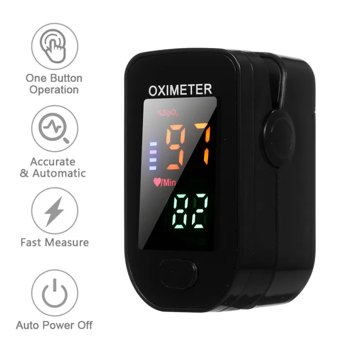 Multi-Function Finger Pulse Oxi-Meter Bl-Ood Oxygen Sensor SpO2 Monitor ...