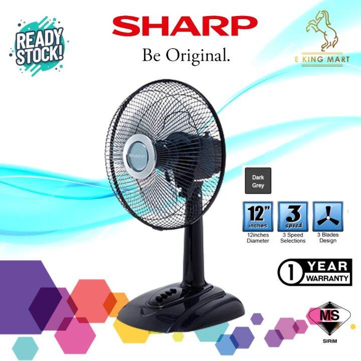 Sharp Table Fan Desk Fan PJT129GY Kipas Meja 12" | Lazada