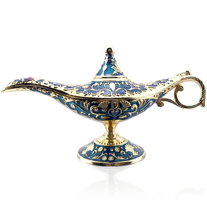 22cm Elegant Vintage Metal Carved Aladdin Lamp Light Wishing Tea Oil ...