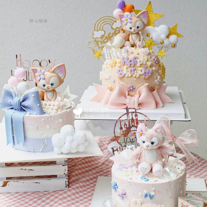 Lingna Beier cake decoration baking ornaments little fox animal girl ...