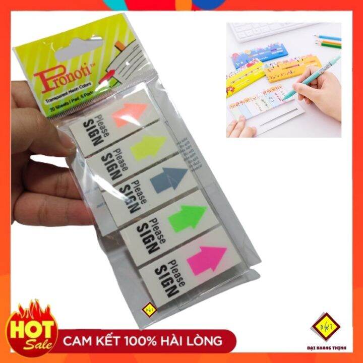 Giấy note mũi tên 5 màu nhựa trình ký Please Sign Pronoti giấy ghi chú ...