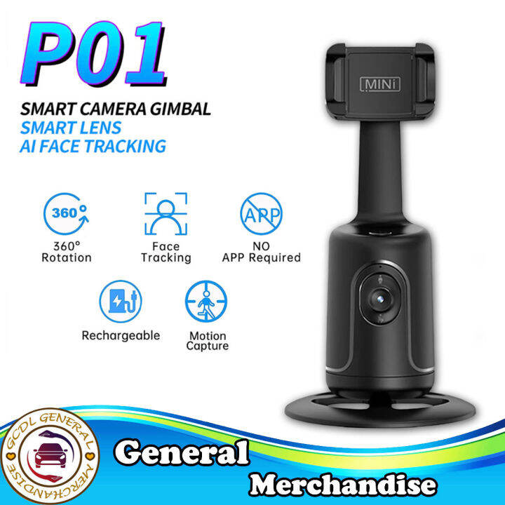 P01 Portable Smart Selfie Stick 360 Rotation Fast Face & Object Tracking Camera man Robot Mount ...