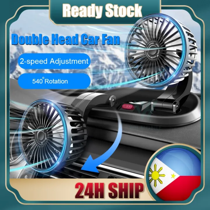 Mini USB Car Fan Electric Cooling Fan Air Conditioning Truck Dual Head ...