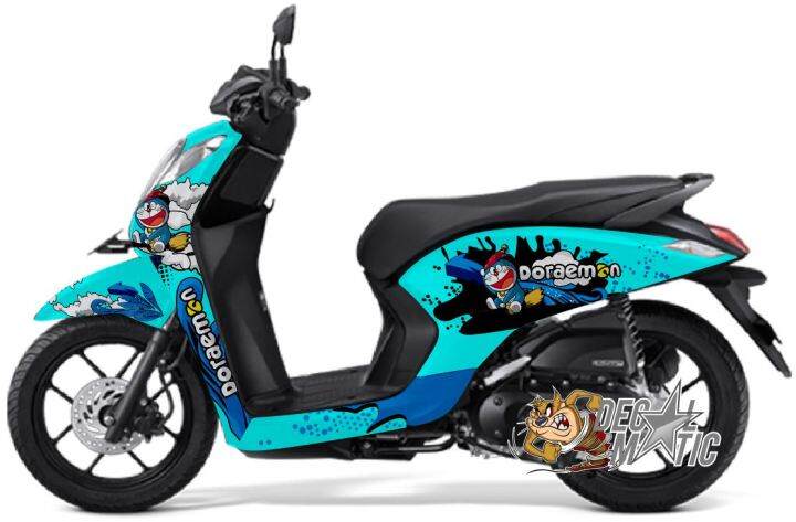 Stiker Full Body Decal Motor Honda Genio Merah Putih Hitam - Doraemon 4 ...
