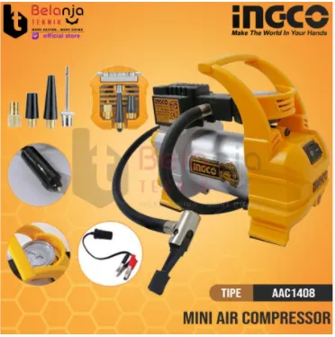 Ingco Mini Air Compressor Kompresor Angin Pompa Ban DC 12 Volt AAC1408 ...