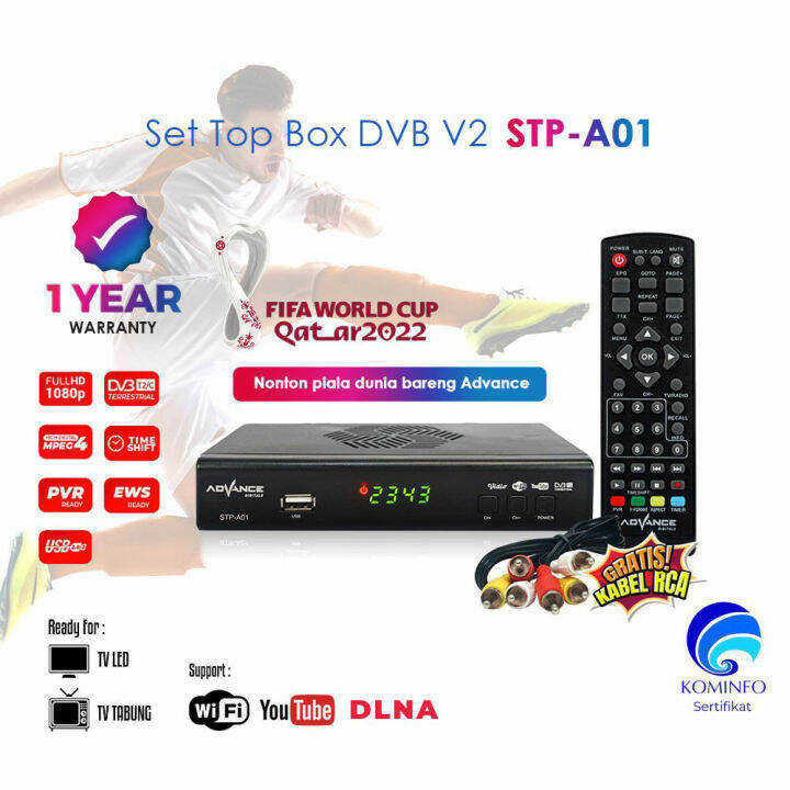 Set Top Box Dvb T2 ADVANCE Full Hd Receiver Tv Digital Wifi Full Hd Dvb T2- Bisa Youtube Siaran ...