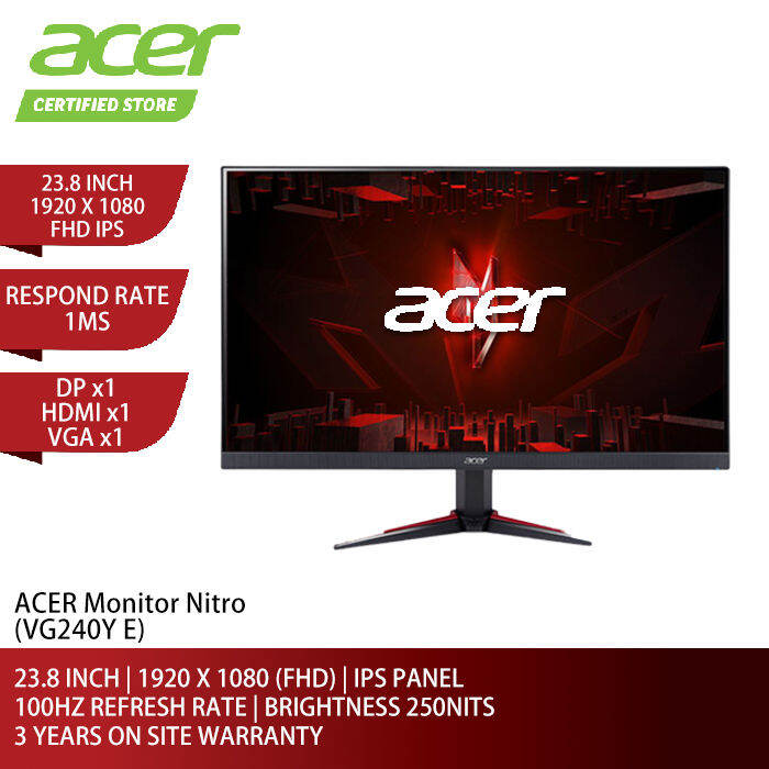 Acer Gaming Monitor Nitro VG240Y / VG240Y E ( 23.8 Inch FHD IPS ...