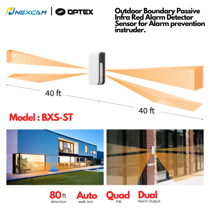 OPTEX BXS-ST BOUNDARY GUARD OUTDOOR PIR DETECTOR FOR WINDOW, SLIDING DOOR, GLASS WALL | Lazada