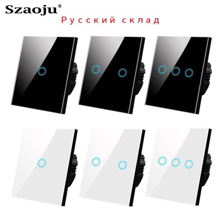 Szaoju EU Touch Switch Tempered Crystal Glass Panel Sensor Wall Smart ...