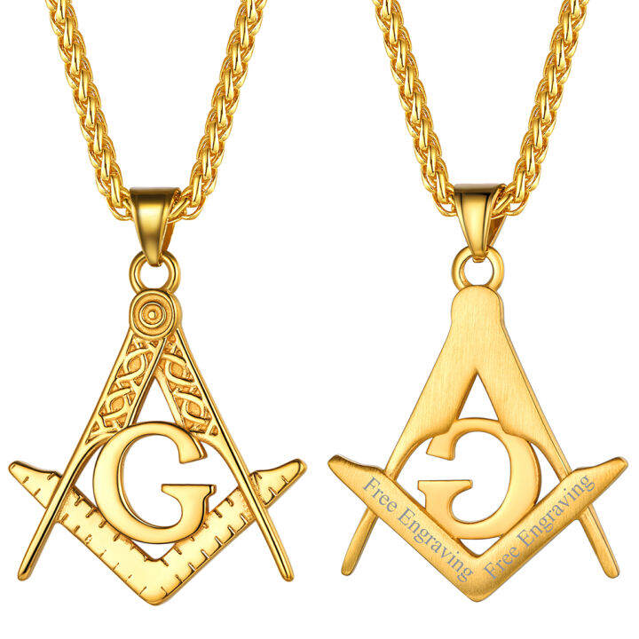 Solid 14k Gold Diamond Freemason Pendant /Masonic Symbol, 43% OFF