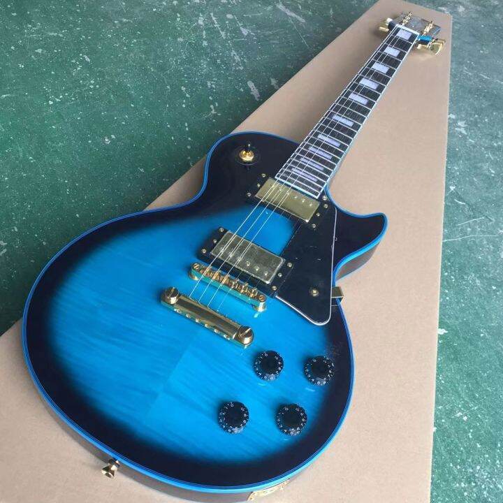 Gibson Les Paul Custom Electric Guitar Blue Burst Color Tiger Maple Top ...