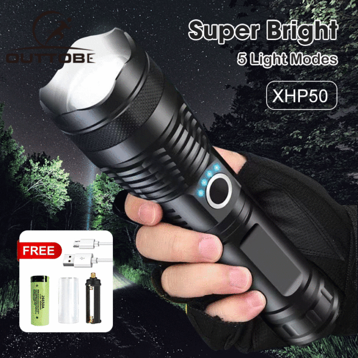 Outtobe XHP50/P70/P90 Power Display Flashlight Telescopic Focusing ...