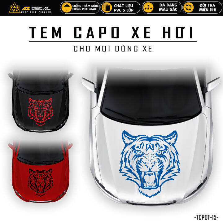 Tem Dán Nắp Capo Xe Hơi Thiết Kế Con Hổ | TCPOT-15 | Decal Decan Dán Xe ...