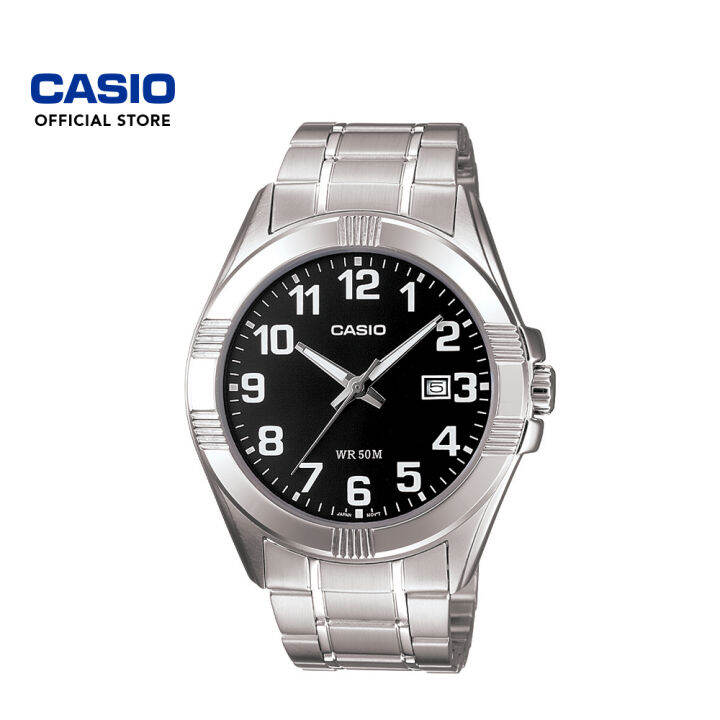 Casio (MTP-1308D-1BVDF) Silver Stainless Steel Strap 50 Meter Date Display Quartz Watch for Men ...