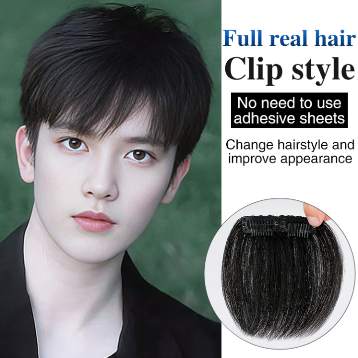 Giimall Mens Real Hair Forehead Wig Patch Patch Bangs Wig Patch