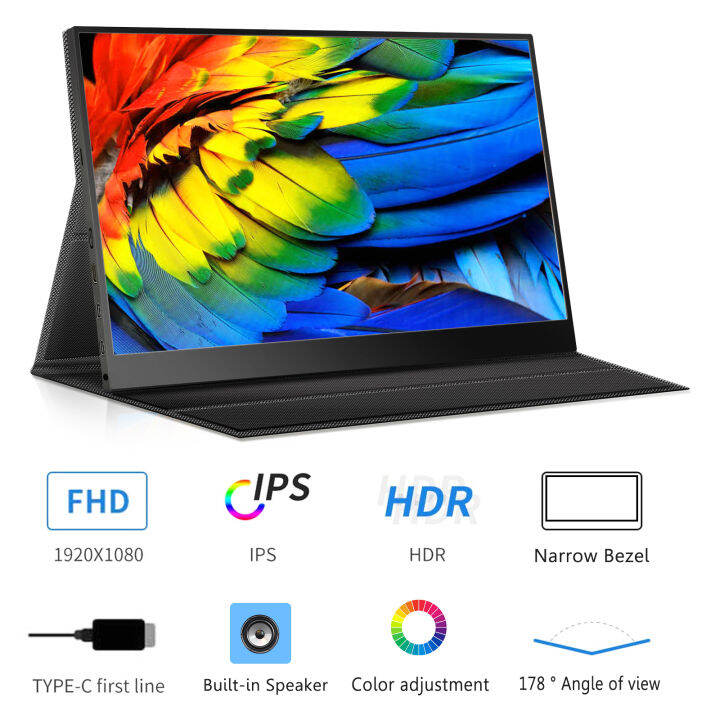 17.3นิ้ว IPS Screen Monitor USB TypeC จอภาพแบบพกพาสำหรับ PC Switch Ps4 ...