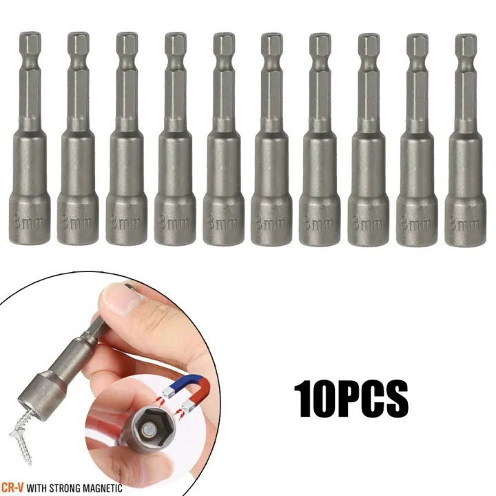 10X 8mm Magnetic Tech Screw Driver Bits Drill Nut Setter Roofing ...