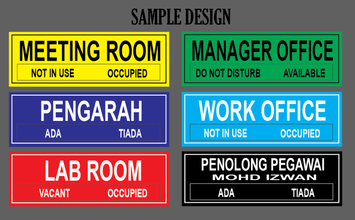 Custom Office Signage Slider Ada/Tiada , Available/In Use | Lazada