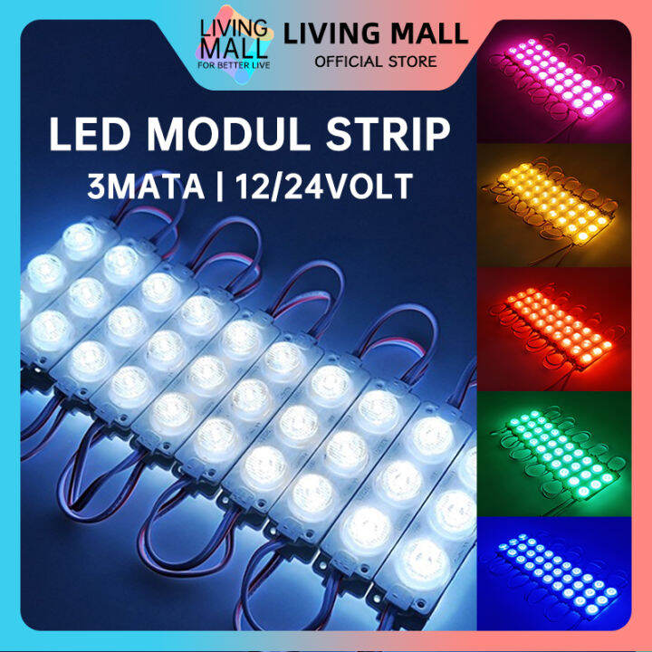 LED Modul Strip 3 Mata 12V 24V / Lampu Modul Mata Timbul / 3030 SMD 7520 Waterproof | Lazada ...