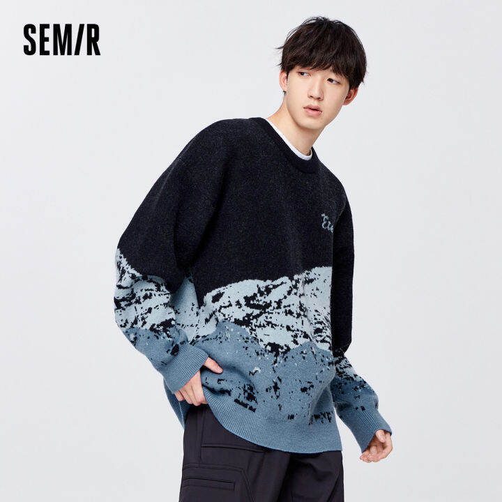 Semir เสื้อกันหนาวผู้ชาย2022ฤดูหนาวหลวมเวอร์ชั่นเกาหลีปิดไหล่ศิลปะเสื้อ ...