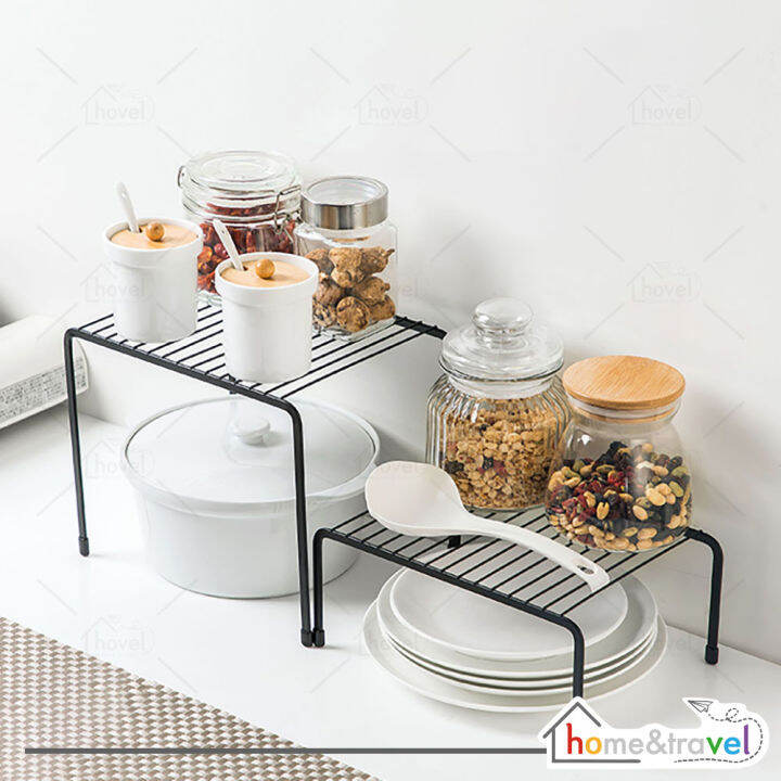 HOVELSHOP Rak Susun Organizer Meja Dapur Stationary Kantor Besi Hitam ...