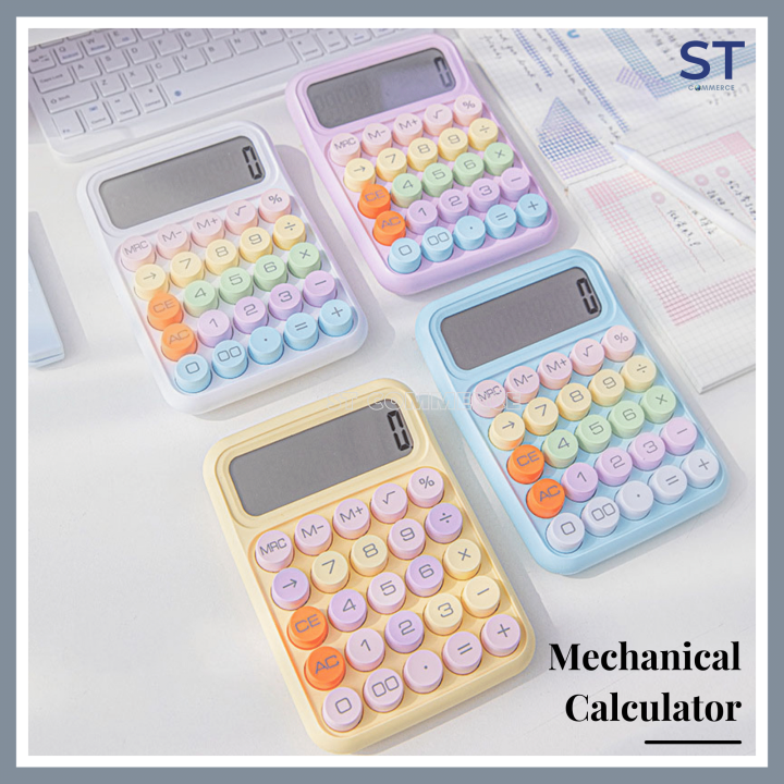 12 Digits Candy Colour Calculator Silent Big Button Calculator Large ...