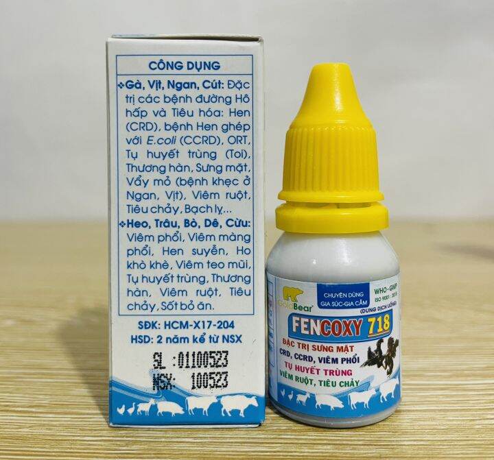 FENCOXY 718 - 10ml -Đặc tr.ị sưng mặt, viêm phổi, CRD, tiêu chảy cho gà ...