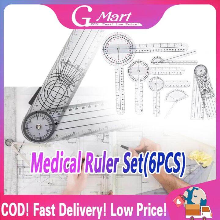 6PCS/SET Spinal Finger Goniometer Protractors Useful Multi-Ruler Angle ...