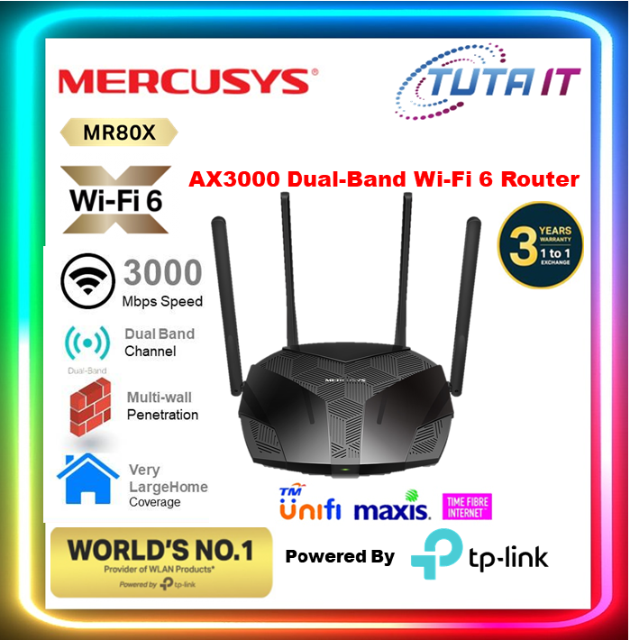 Mercusys MR80X AX3000 Dual-Band Wi-Fi 6 Router | Lazada