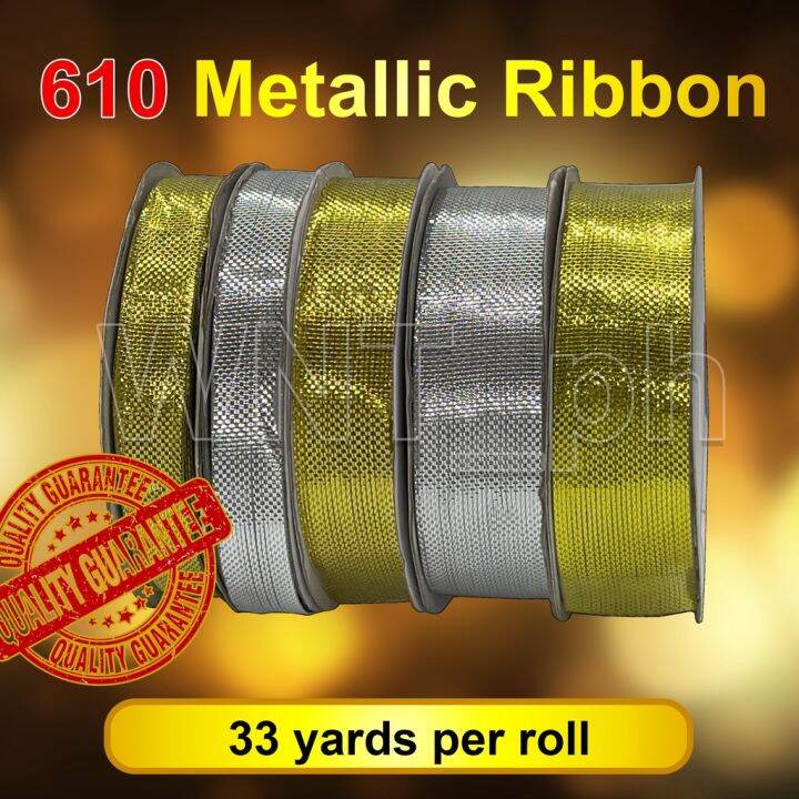 Metallic Ribbon #610 (Gold and Silver) 33 yards per roll | Lazada PH