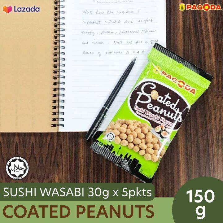Pagoda Sushi Wasabi Coated Peanuts 150g (30g x 5 pkts) / Pagoda / Nuts ...