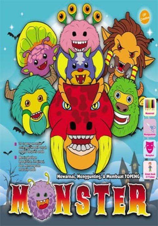BUKU MEWARNAI, MENGGUNTING & MEMBUAT TOPENG MONSTER | Lazada Indonesia