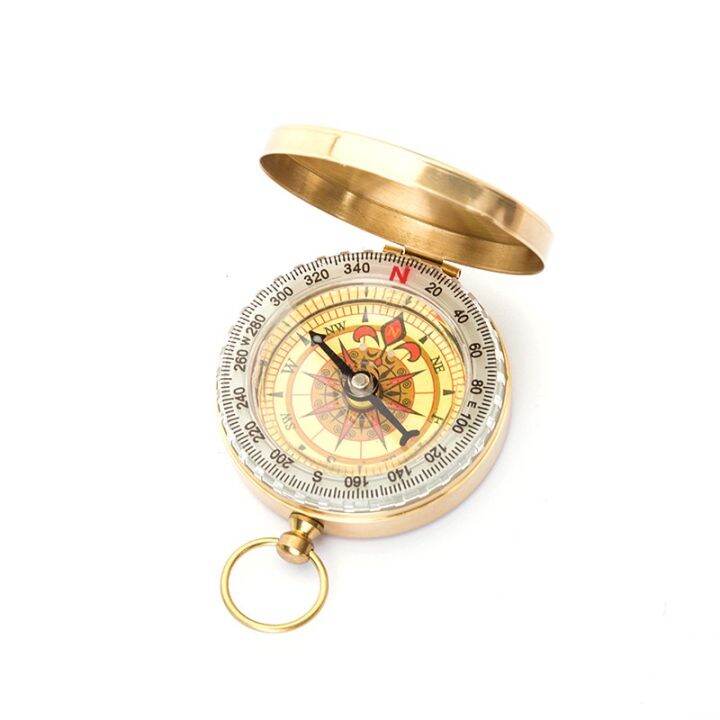 G50F Gold Flip Brass Compass Luminous High-End Pocket Watch Compass ...