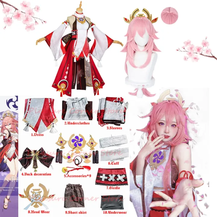 Genshin Impact Yae Miko Cosplay Costume Full Set Props Accessories Heat ...
