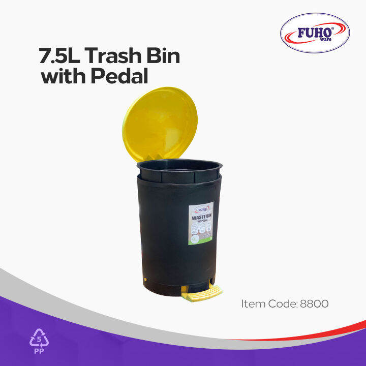 Fuho 7.5 Liters Trash Bin with Pedal / Dust Bin / Garbage Can / Waste ...