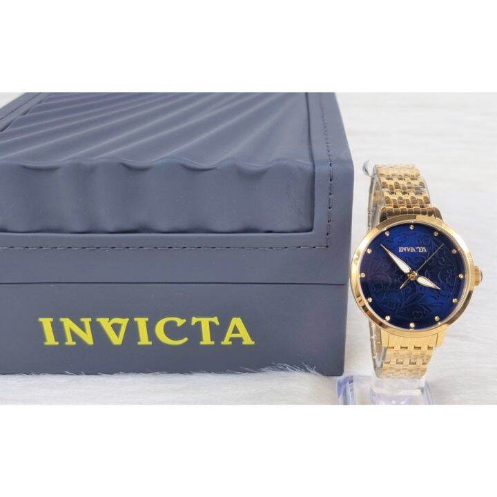 Invicta 31941 Wildflower Blue Dial Gold Tone Quartz Stainless Steel ...