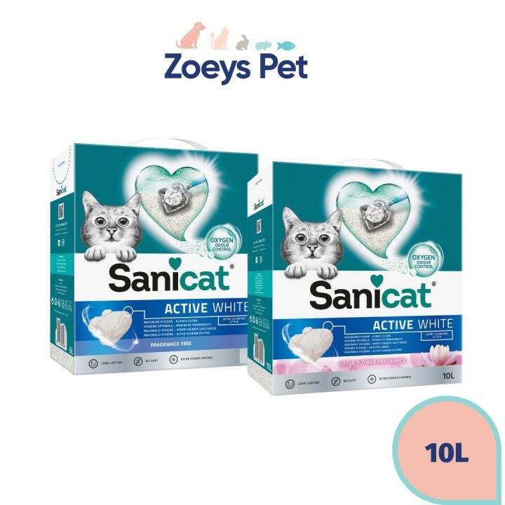 SANICAT Active White 10L Bentonite Cat Litter (Lotus Flower/Unscented) | Lazada