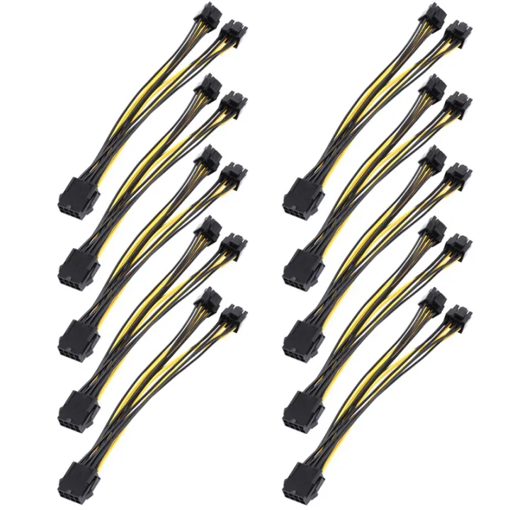 10 Pack PCI-E 8Pin to 2X 8 Pin (6+2) Power Splitter Cable for PCIE PCI ...