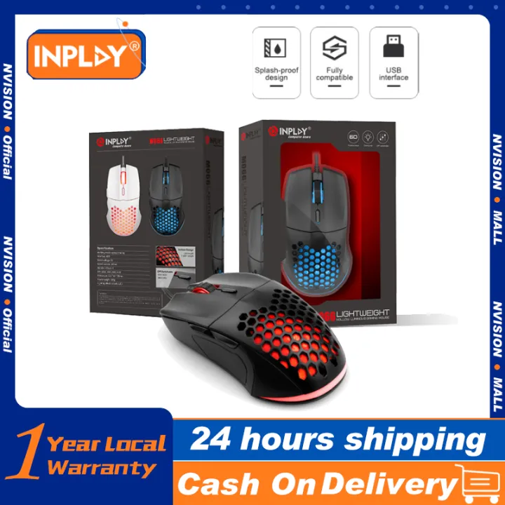 INPLAY M066 Colorful LED Mouse Gaming Mouse Hollow Light Weight Mice ...