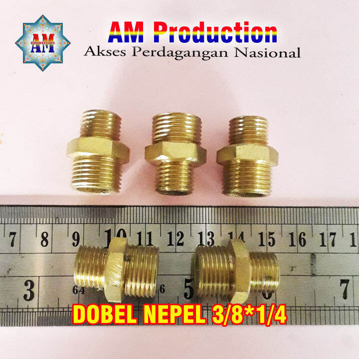 Dobel Nepel 3/8x1/4, Double Neaple 3/8x1/4, Drat Luar , Logam Kuningan , Sambungan Pipa , AM ...