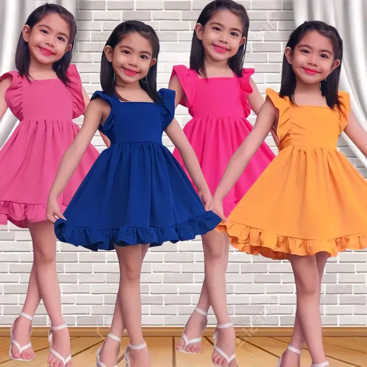 TONY FIT 3-5 YEARS OLD KIDS BUTTERFLY SLEEVE DRESS | Lazada PH