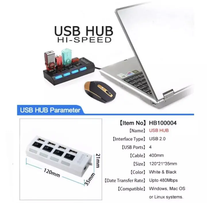 4 PORT USBHUB HI-SPEED support 500GB USB 2.0 High speed Hub | Lazada PH