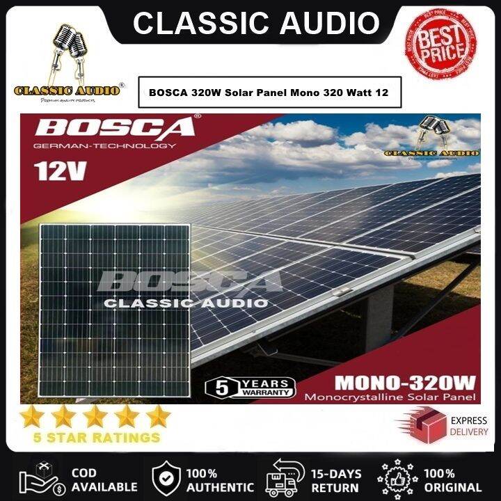 BOSCA 320W Solar Panel By Classic Audio-Mono 320 Watt 12 Volt Pv Solar ...