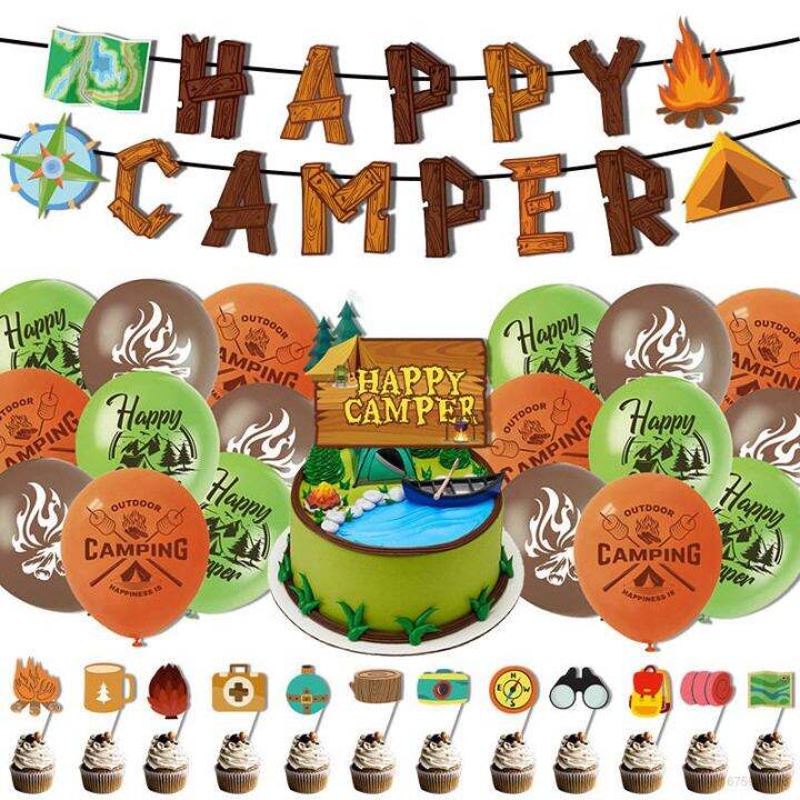 NEW camping happy camper Theme kids birthday party decorations banner ...