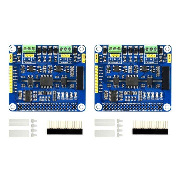 2X 2-Channel Isolated RS485 Expansion HAT for Raspberry Pi 4B/3B+ SC16IS752 Solution with Multi ...