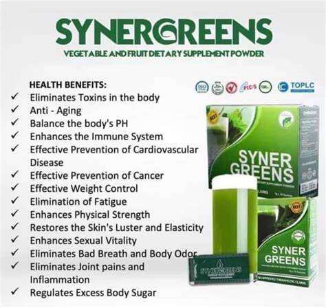 Synergreens Vegetables and Fruits Dietary Supplement Powder Green Juice ...