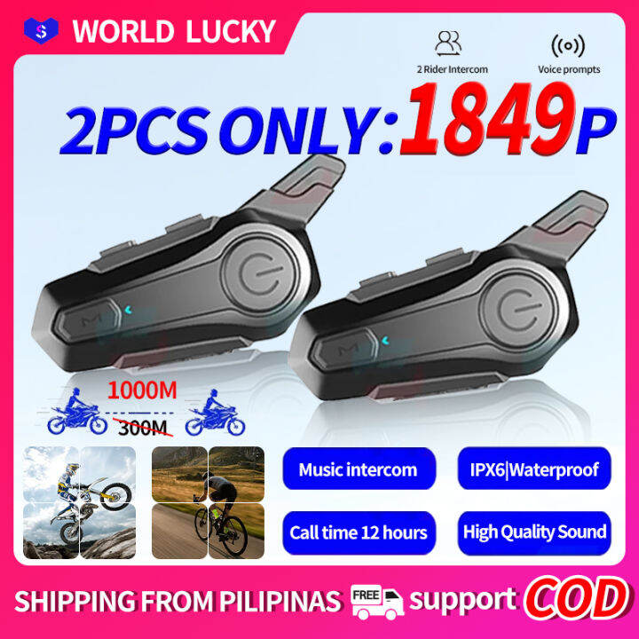 Motorcycle Bluetooth 1000M Intercom Headset New E1 Plus Wireless 5.2 ...