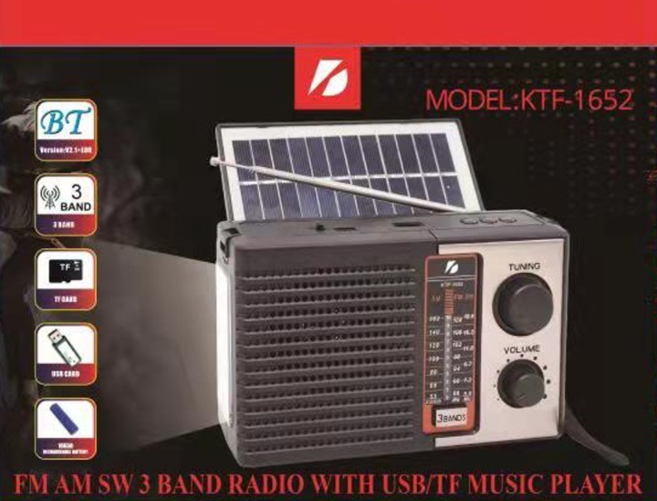 KTF-1652 Solar Rechargeable band radio with AM/FM SW Band Radio Function With USB/TF MUSIC ...