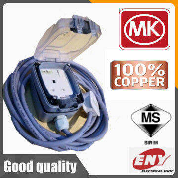 MK OUTDOOR SWITCH SOCKET 13A SIRIM IP66 C/W 3 CORE CABLE & MK654 SIRIM ...